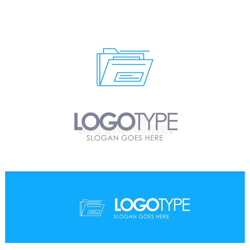 Folder, File, Zip, Rar, Blue OutLine Logo with Place for Tagline Stock ...