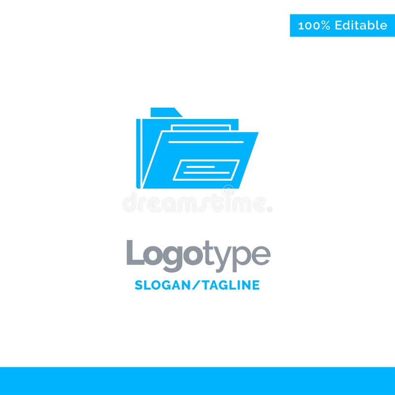 Folder, File, Zip, Rar, Blue Solid Logo Template. Place for Tagline ...