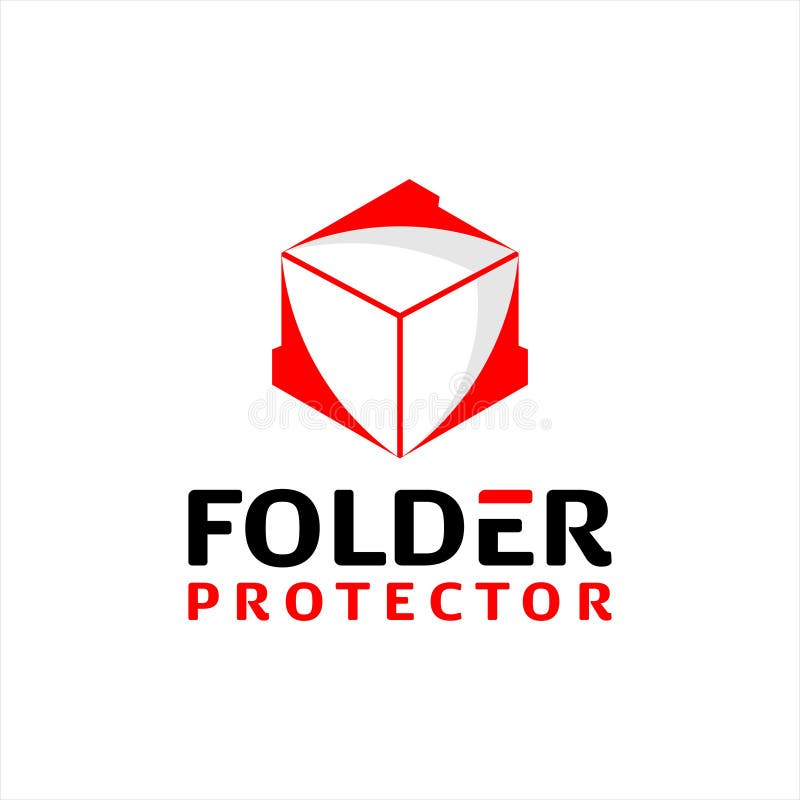 Folder Files and Shield in Red Color Vector Stock Vector - Illustration ...