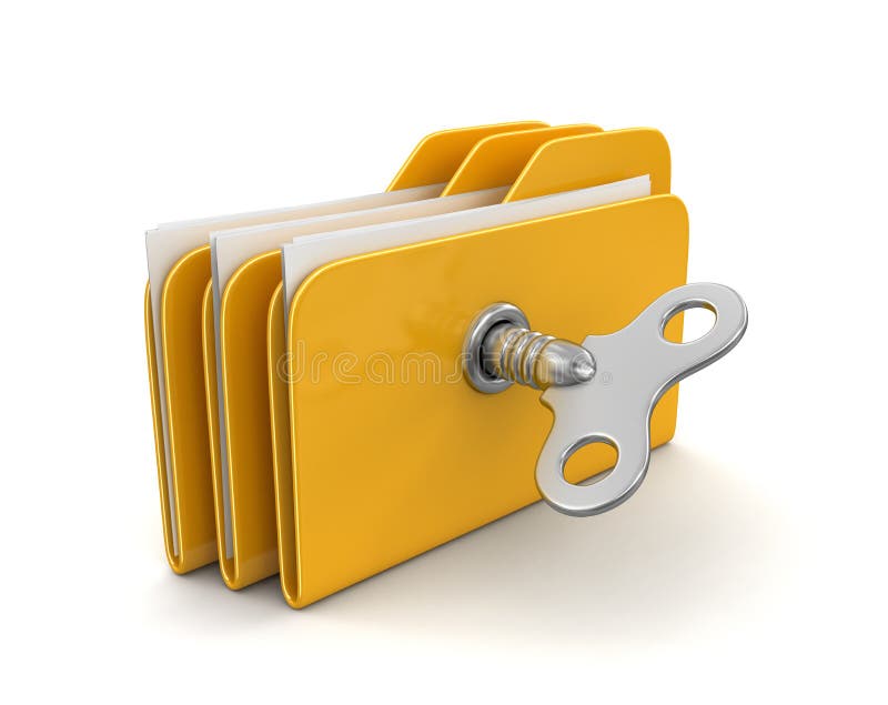 Folder and Files with Winding Key Stock Illustration - Illustration of ...