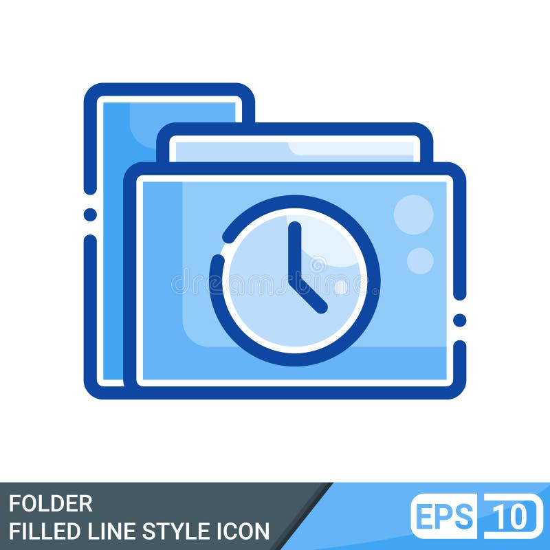 History Folder in Filled Line Style Icon Stock Vector - Illustration of ...