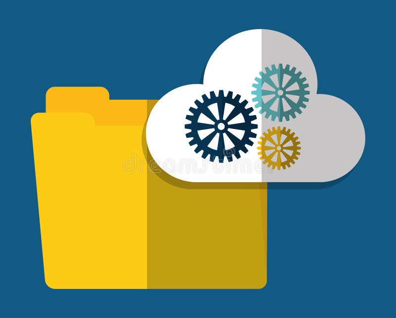 Folder Gear Cloud Computing Icon. Vector Graphic Stock Vector - Illustration of technology ...