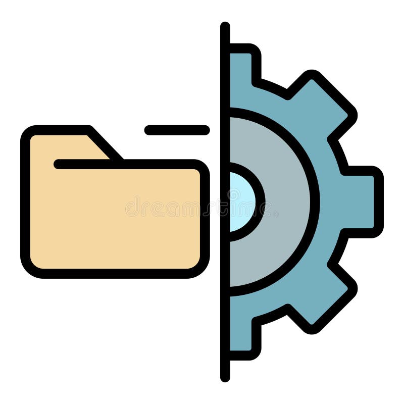 Folder and Gear Icon Color Outline Vector Stock Vector - Illustration ...
