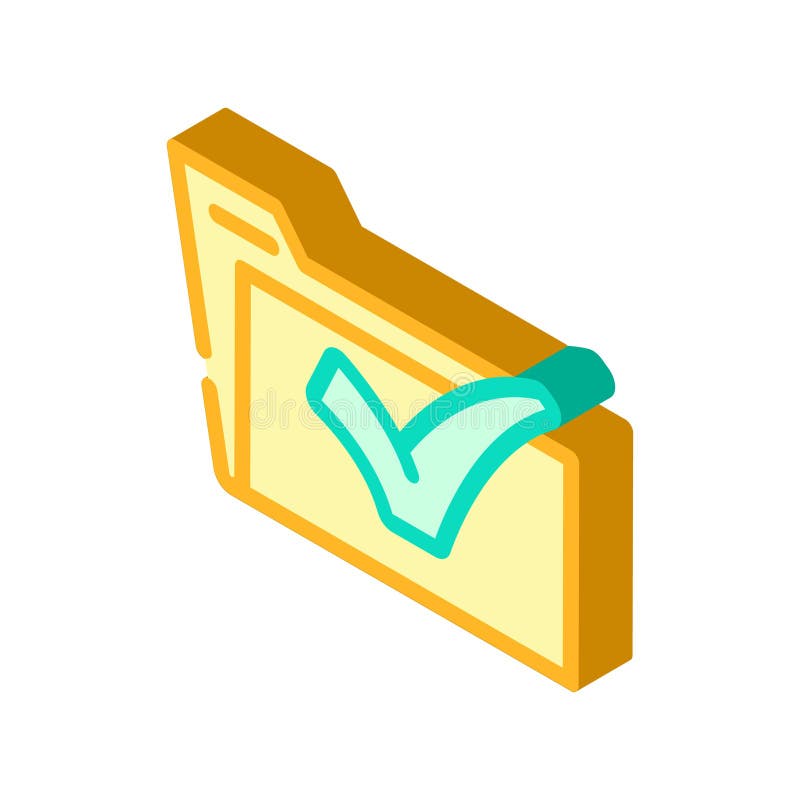 Folder Green Check Mark Isometric Icon Vector Illustration Stock ...