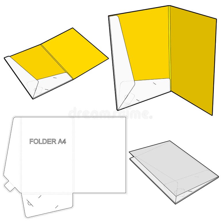 Folder with Gusset 6 Millimeter and Die-cut Pattern. Stock Vector ...