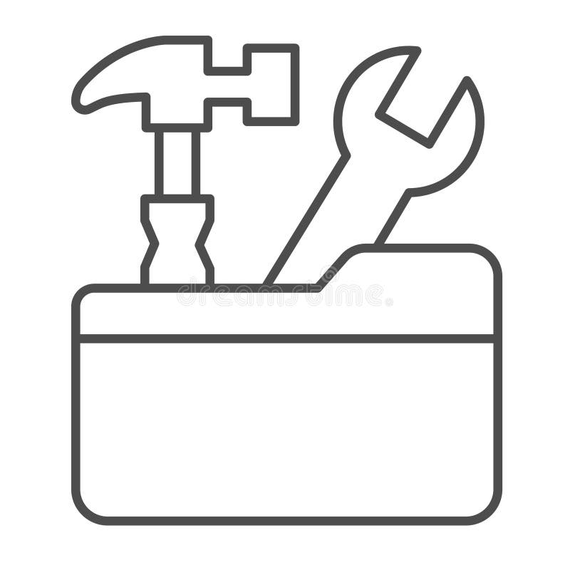 Folder with Hammer and Wrench Thin Line Icon, Architect Studio Concept ...