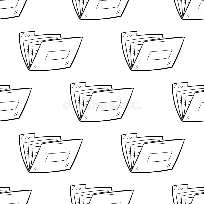 Folder Hand Drawn Sketch. Seamless Pattern Stock Vector - Illustration ...
