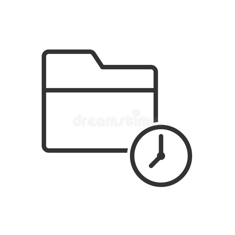 Folder History Icon - Folder with Time Icon Stock Vector - Illustration ...