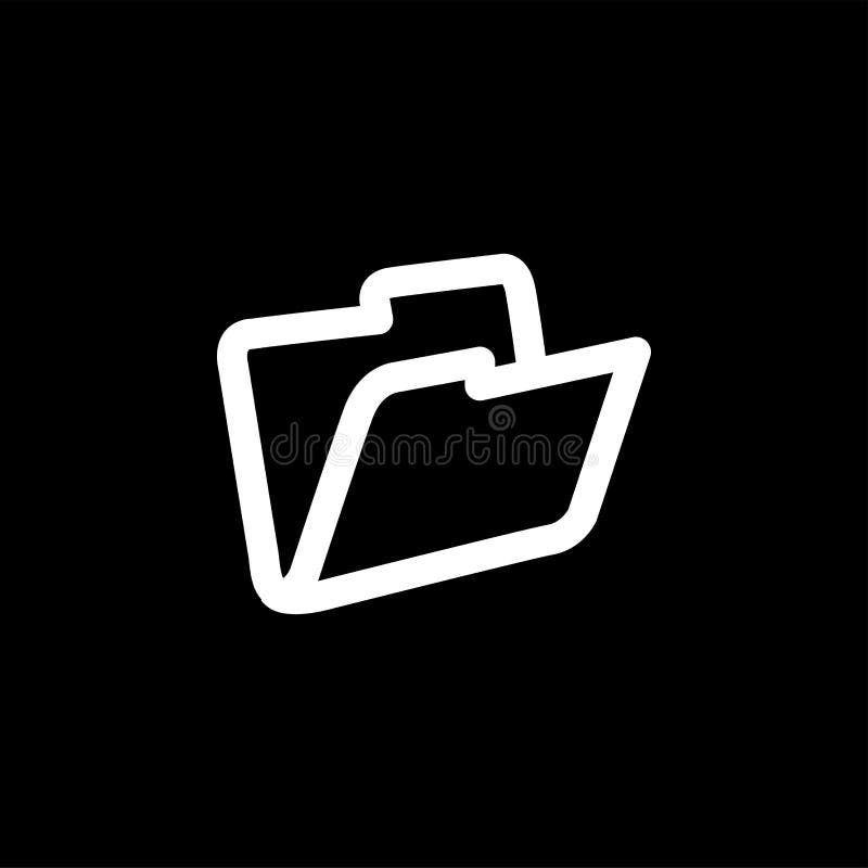 Folder Icon on Black Background. Black Flat Style Vector Illustration ...