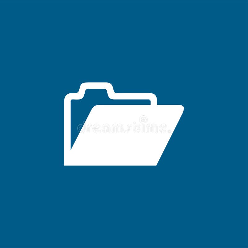 Folder Icon on Blue Background. Blue Flat Style Vector Illustration ...