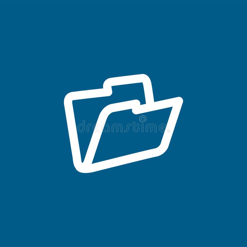 Folder Icon on Blue Background. Blue Flat Style Vector Illustration ...