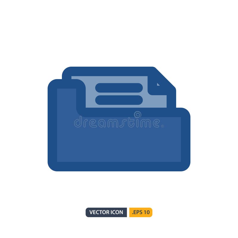 Folder Icon in Blue Outline Color Style Isolated on White Background ...