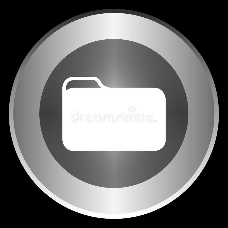 Folder Icon on a Circle Isolated on a Black Background Stock Photo ...