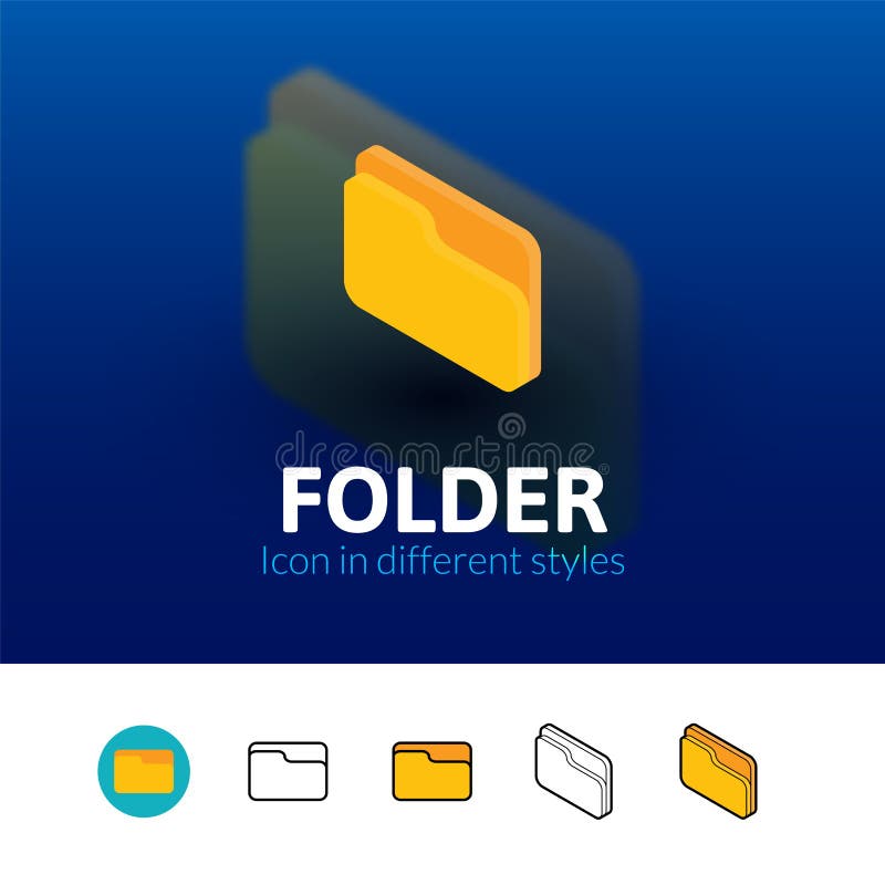 Folder Icon in Different Style Stock Vector - Illustration of paper ...