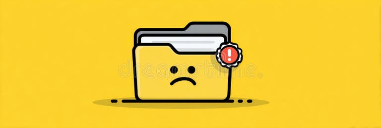 Folder Icon with a Sad Face and Error Badge Depicting a Data Issue on a ...