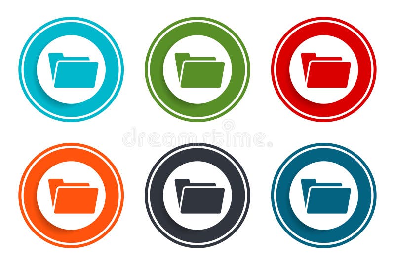 Folder Icon Flat Vector Illustration Design Round Buttons Collection 6 ...