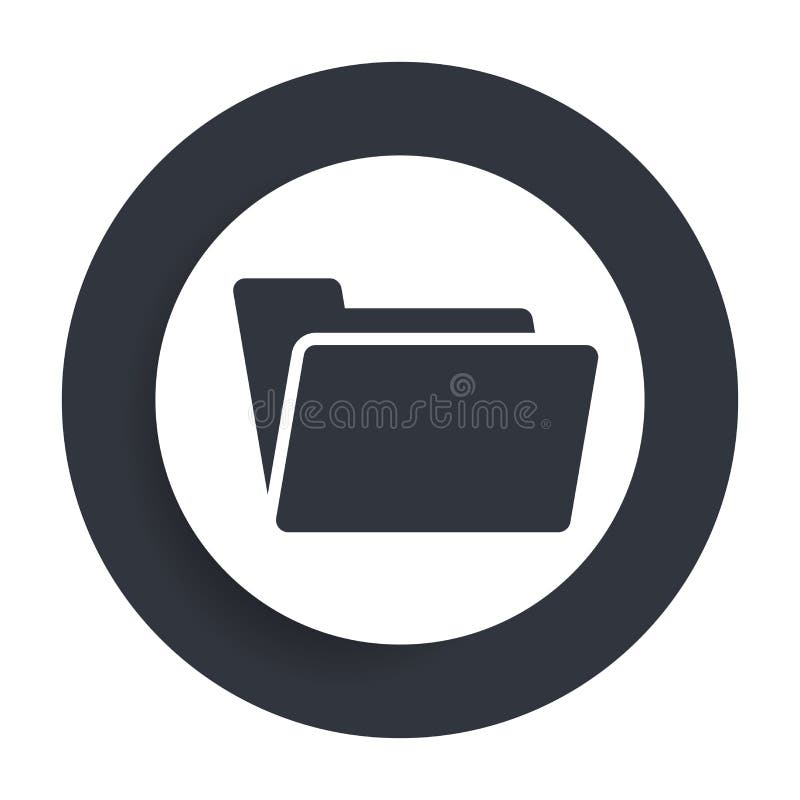 Folder Icon Flat Vector Round Button Clean Black and White Design ...
