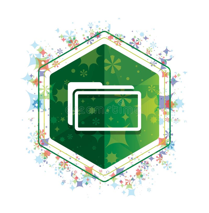Folder Icon Floral Plants Pattern Green Hexagon Button Stock ...