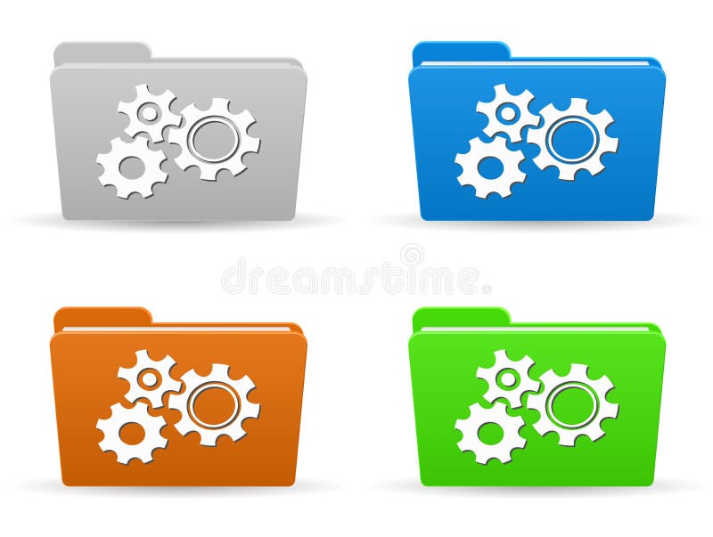 Folder Icon with Gear Mechanism Stock Vector - Illustration of file ...
