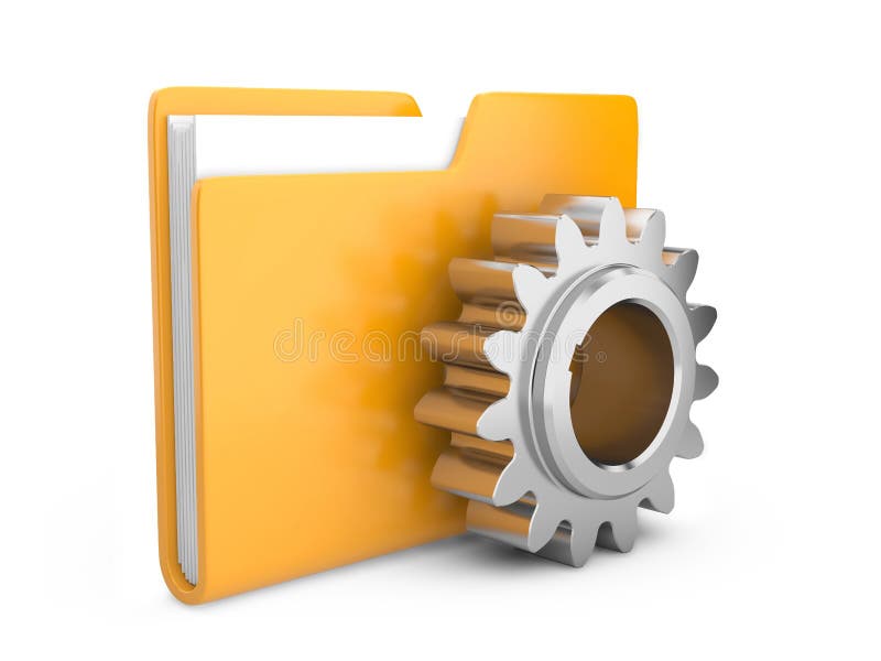 Folder Icon with Gear Wheel Stock Illustration - Illustration of ...