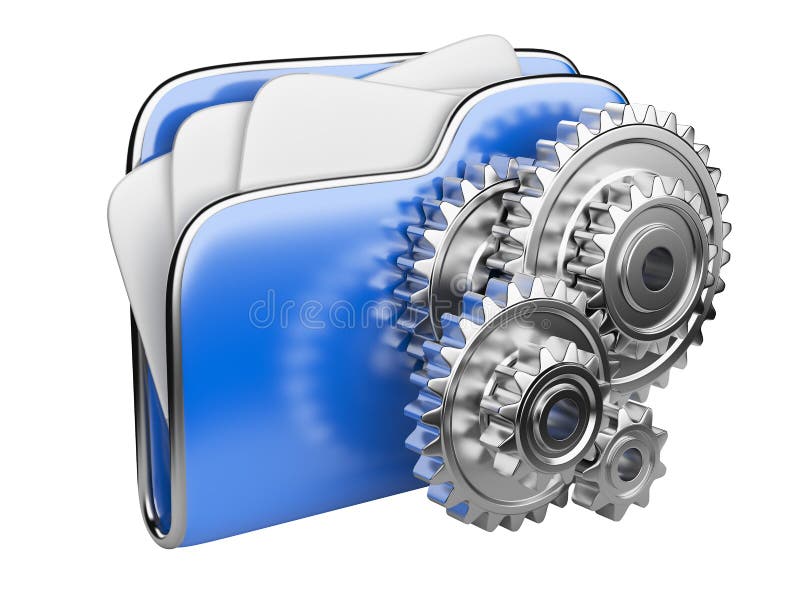 Folder Icon with Gear Wheel Stock Illustration - Illustration of sign ...