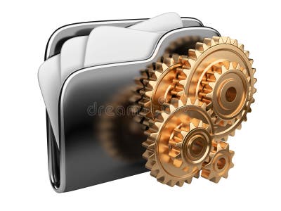 Folder Icon with Gear Wheel Stock Illustration - Illustration of sign ...