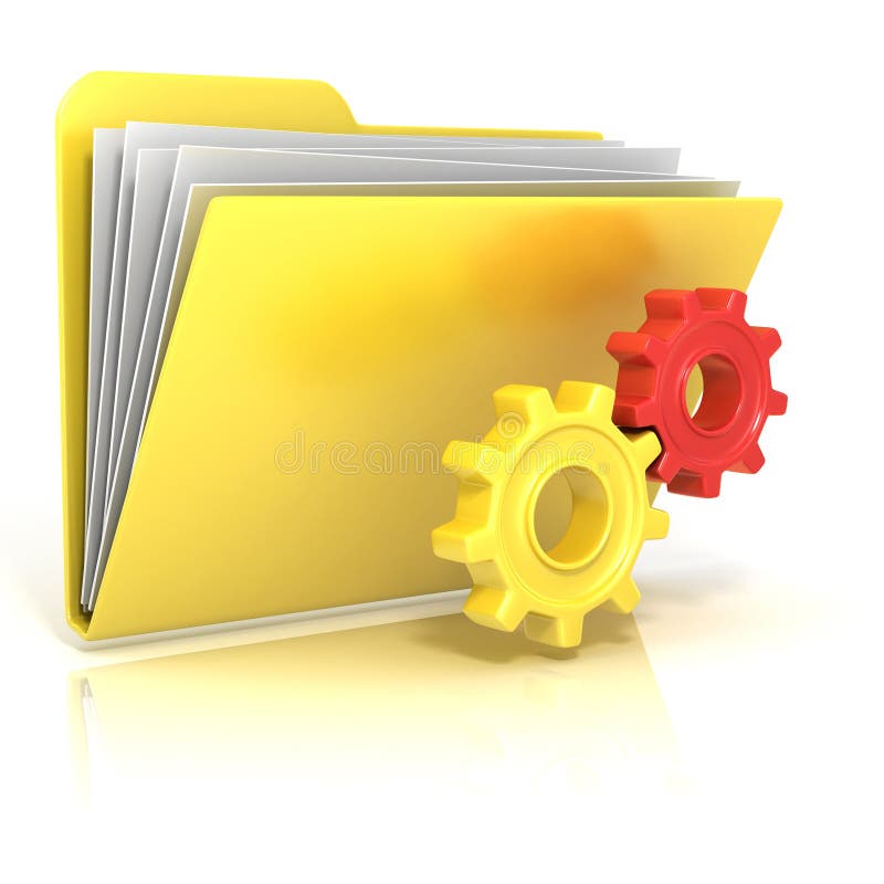 Folder Icon with Gear Wheel Stock Illustration - Illustration of ...