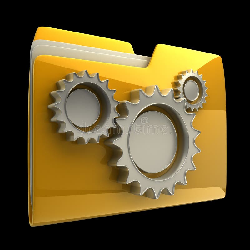 Folder Icon with Gear Wheel Stock Illustration - Illustration of ...
