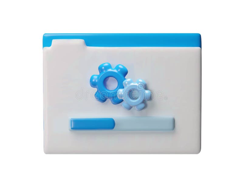 Folder Icon with Gears and Loading Indicator. 3D Vector Illustration ...