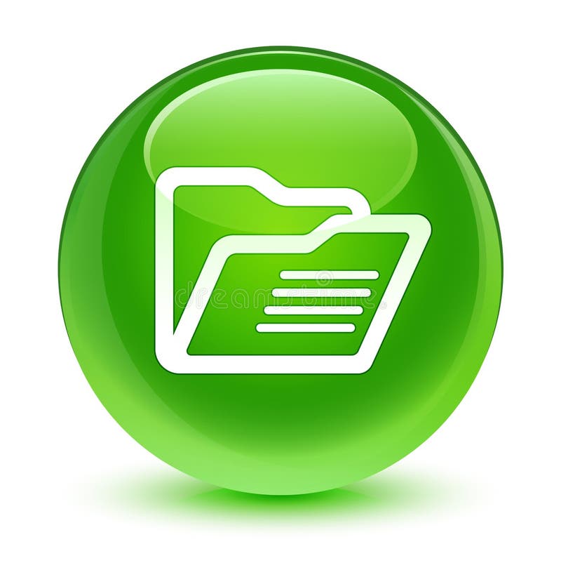 Folder Icon Glassy Green Round Button Stock Illustration - Illustration ...