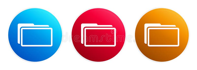 Folder Icon Premium Trendy Round Button Set Stock Vector - Illustration ...
