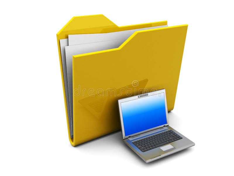 Folder icon with laptop stock illustration. Illustration of site - 9351805