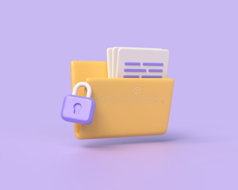 Folder Icon with Lock Isolated on Purple Background. Secure Confidential Information, Data ...