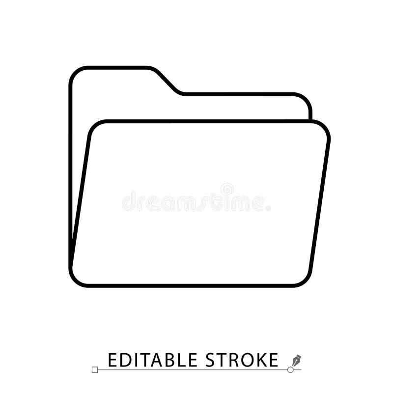 A Folder Icon in Minimalist Style with Editable Stroke. File Directory ...