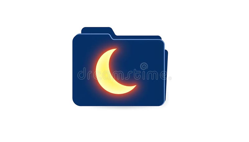 Folder Icon Moon Design, Night Mode Symbol and Interface Graphic ...