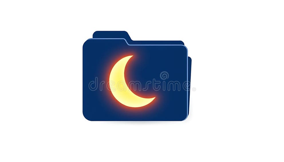 Folder Icon Moon Design, Night Mode Symbol and Interface Graphic ...