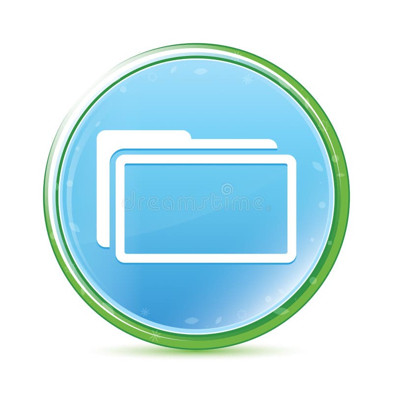 Folder Icon Natural Aqua Cyan Blue Round Button Stock Illustration ...