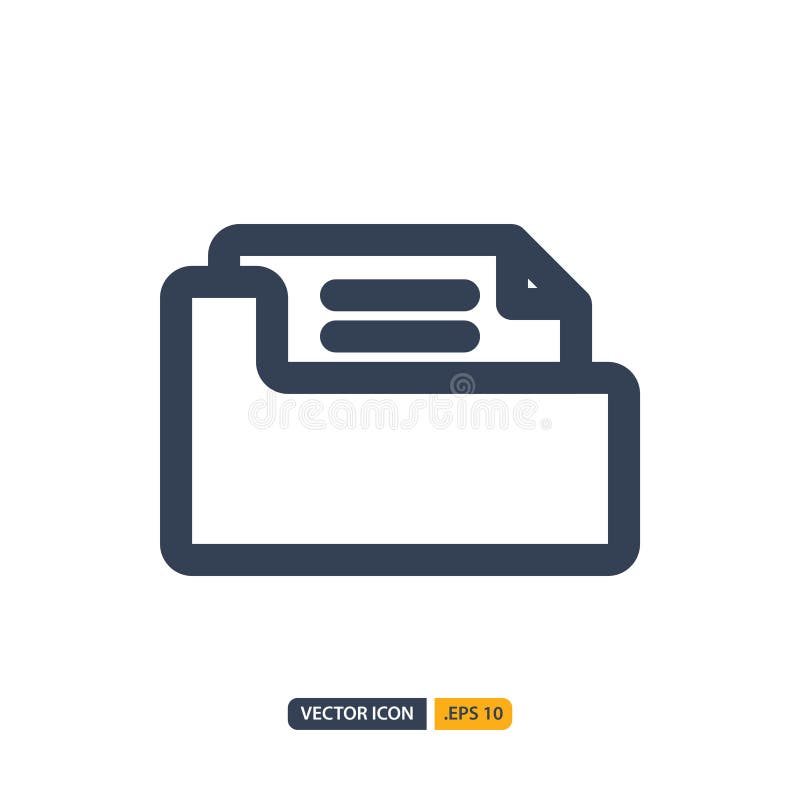 Folder Icon in Blue Outline Color Style Isolated on White Background ...