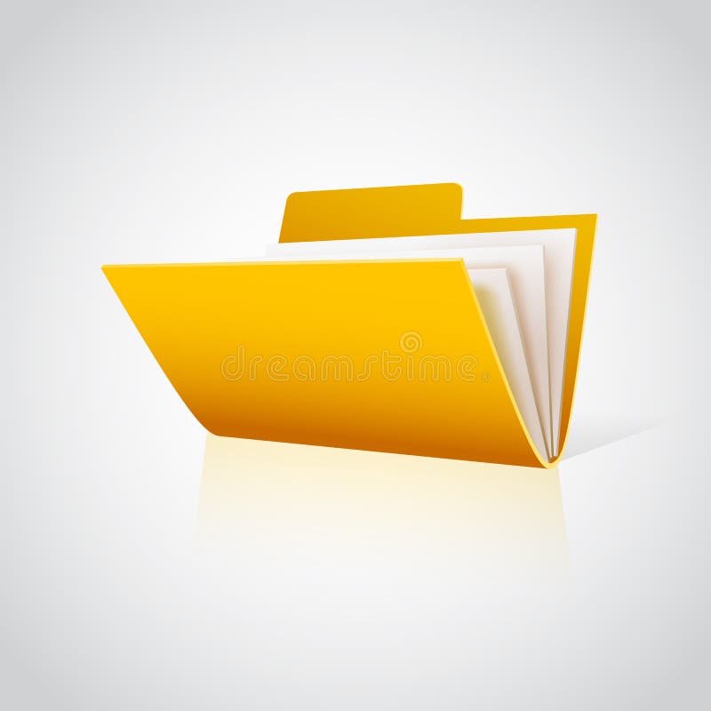 Folder Icon with Paper on White. Vector Stock Vector - Illustration of ...