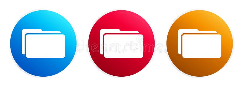 Folder Icon Premium Trendy Round Button Set Stock Vector - Illustration ...