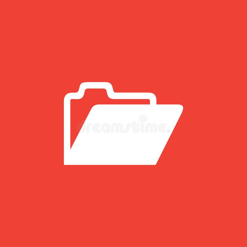 Folder Icon on Red Background. Red Flat Style Vector Illustration Stock ...