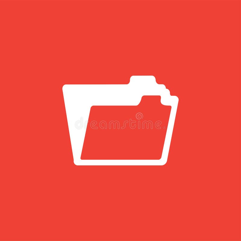 Folder Icon on Red Background. Red Flat Style Vector Illustration Stock ...