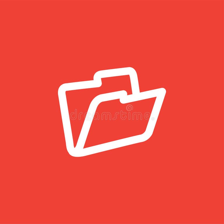 Folder Icon on Red Background. Red Flat Style Vector Illustration Stock ...