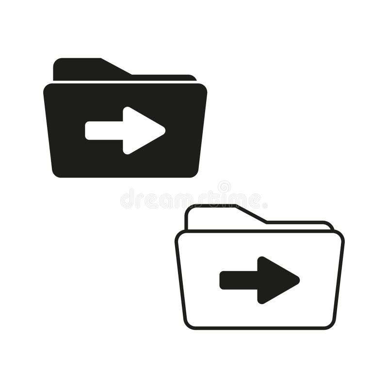 Folder Icon Set. File Directory Symbols. Forward Arrow Indication ...