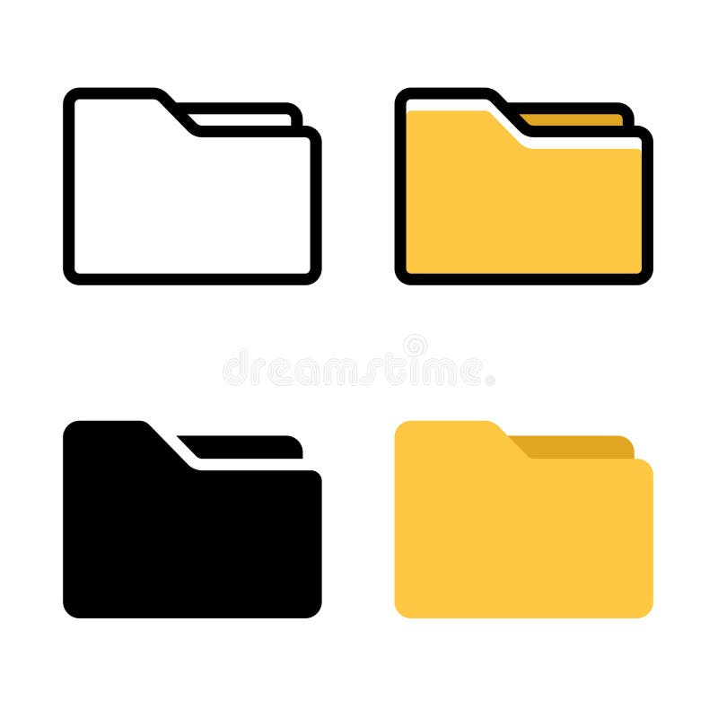 Folder Icon Set. Outline Folder Symbol. Stock Illustration ...