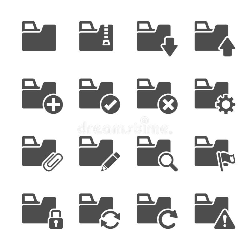 Folder Icon Set 1, Vector Eps10 Stock Vector - Illustration of lock ...
