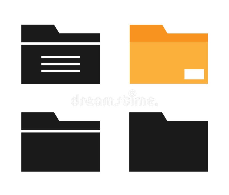 Folder Icon Set Vector Illustration. Flat Folder Icon Sign Stock Vector ...