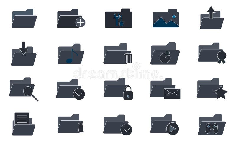 Folder Icon Set Vector Illustration. Flat Style Graphical Symbol. Can ...