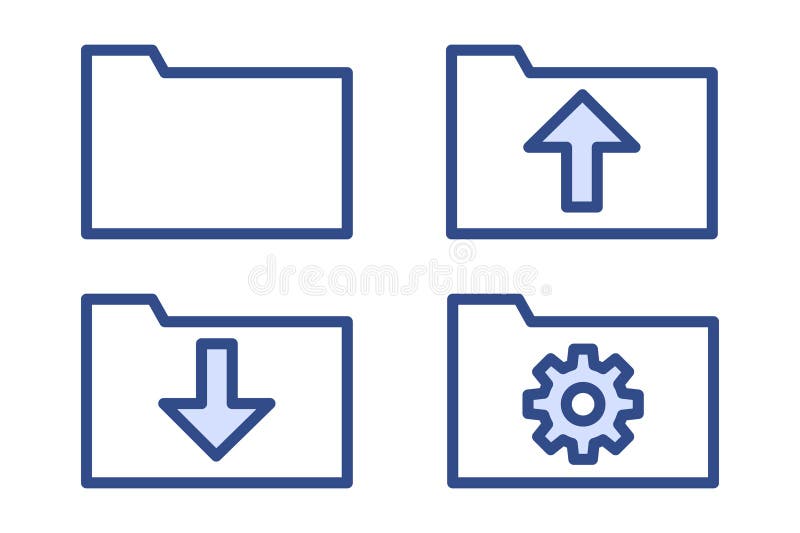 Folder Icon Set Vector Isolated Stock Vector - Illustration of internet ...