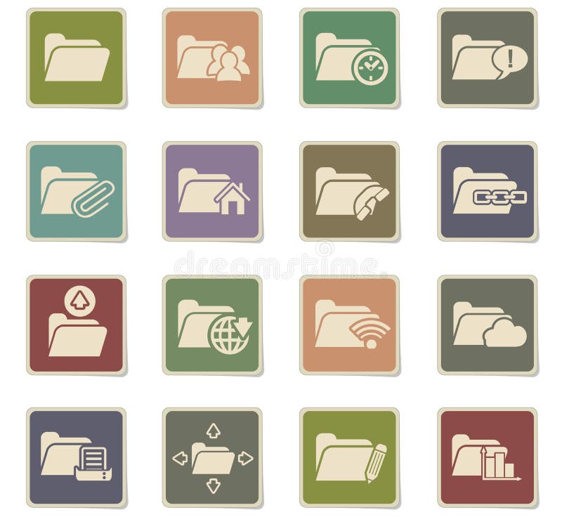 Folder icon set stock vector. Illustration of form, printer - 88067102